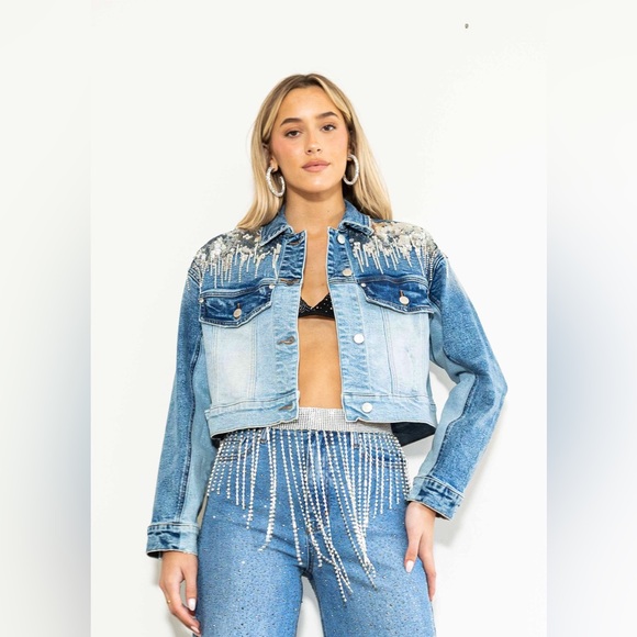 Jackets & Coats | Rhinestonestudded Denim Jackets For Women | Poshmark